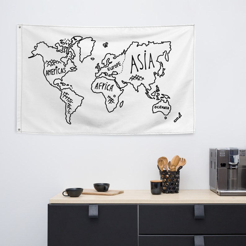 World Map | Flag | Homeschool Decor | World Map Wall Art | Classroom ...