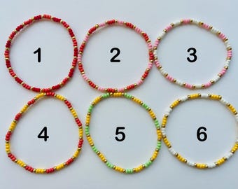 Rainbow Collection Colorful Stackable Boho Seed Bead Stretch Bracelets ...