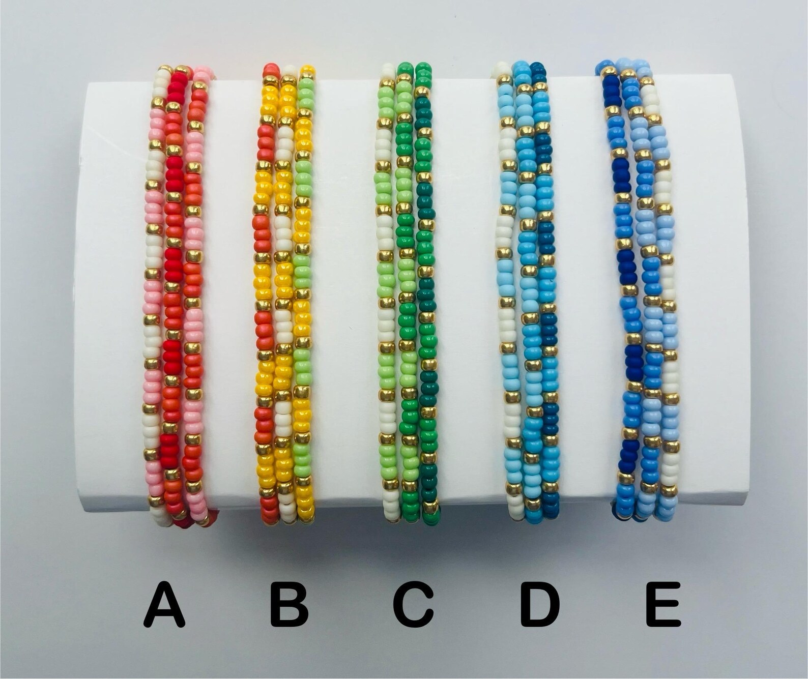 Rainbow Collection Colorful Stackable Boho Seed Bead Stretch Bracelets ...