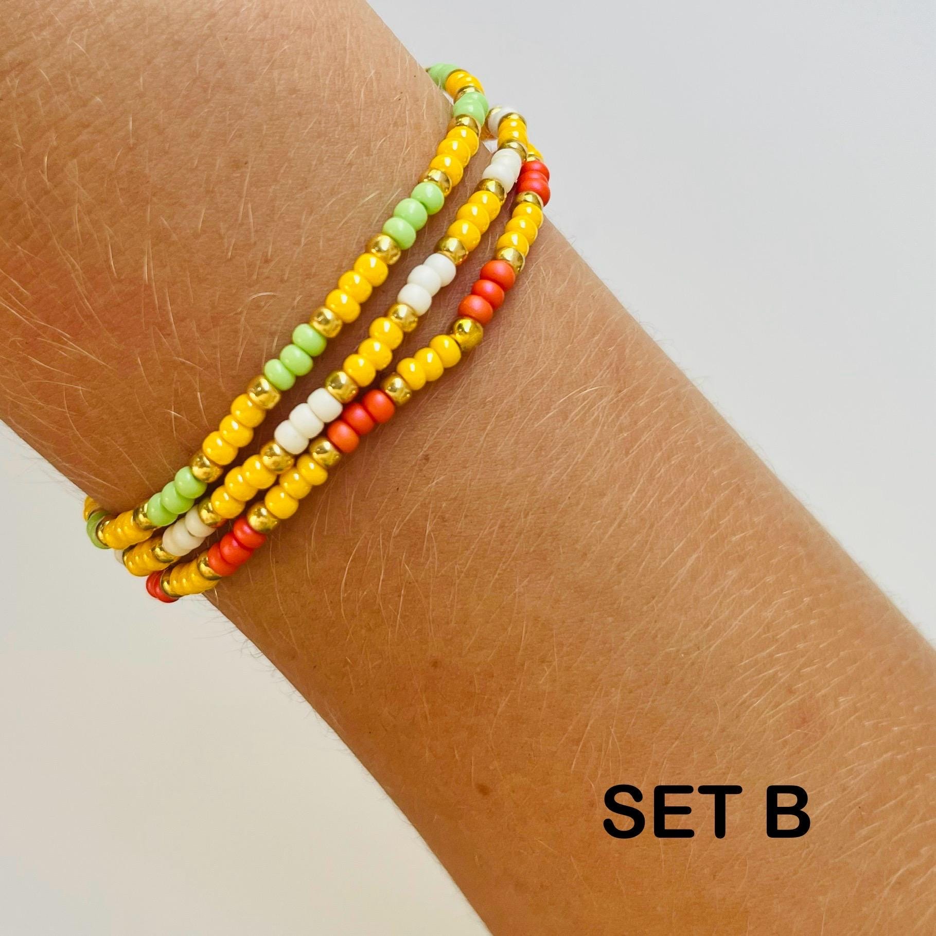 Rainbow Collection Colorful Stackable Boho Seed Bead Stretch Bracelets ...
