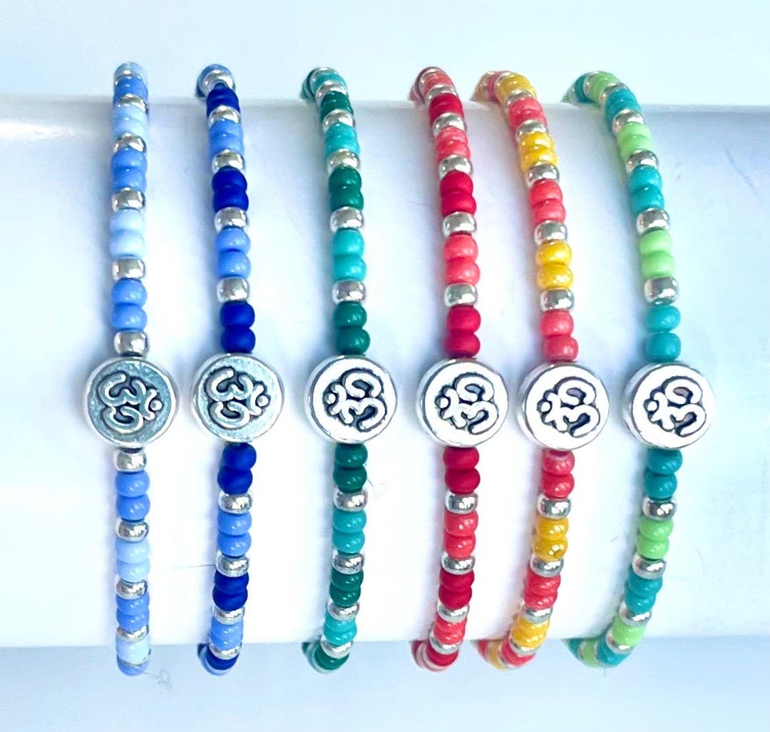 Ohm Yoga Bracelets Seed Bead Stretch Bracelets - Etsy