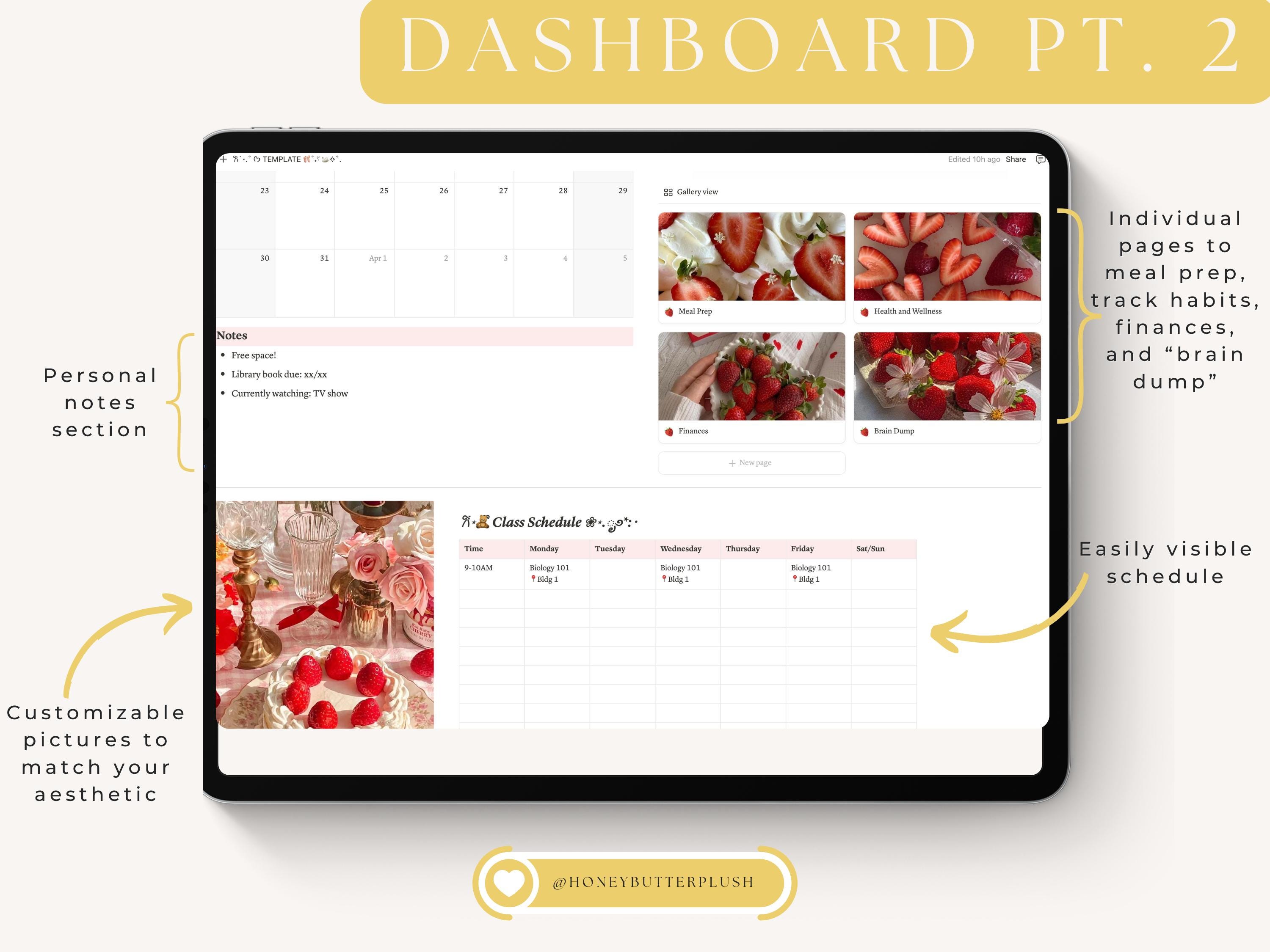 Minimalist Strawberry Planner - Notion Template, Notion Planner, Aesthetic Notion Organizer for ...