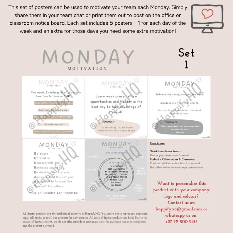 Monday Motivation Posters - Etsy