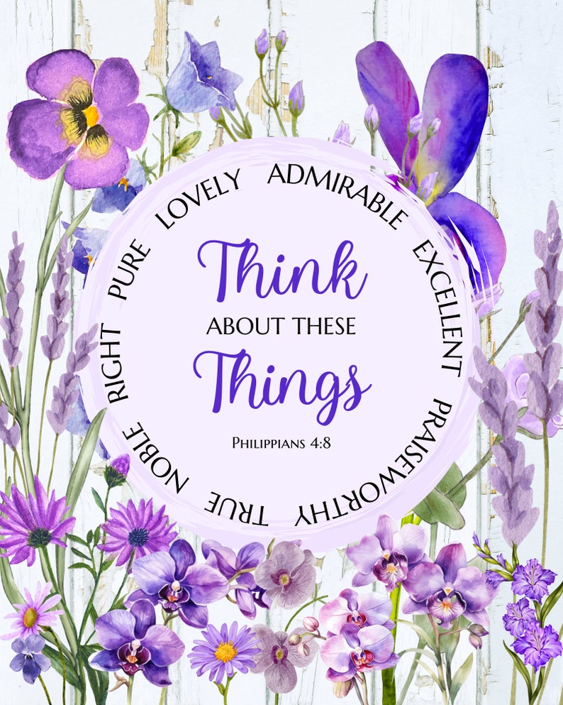 Purple Violet Flowers Farmhouse Inspirational Poster Bible Verse ...
