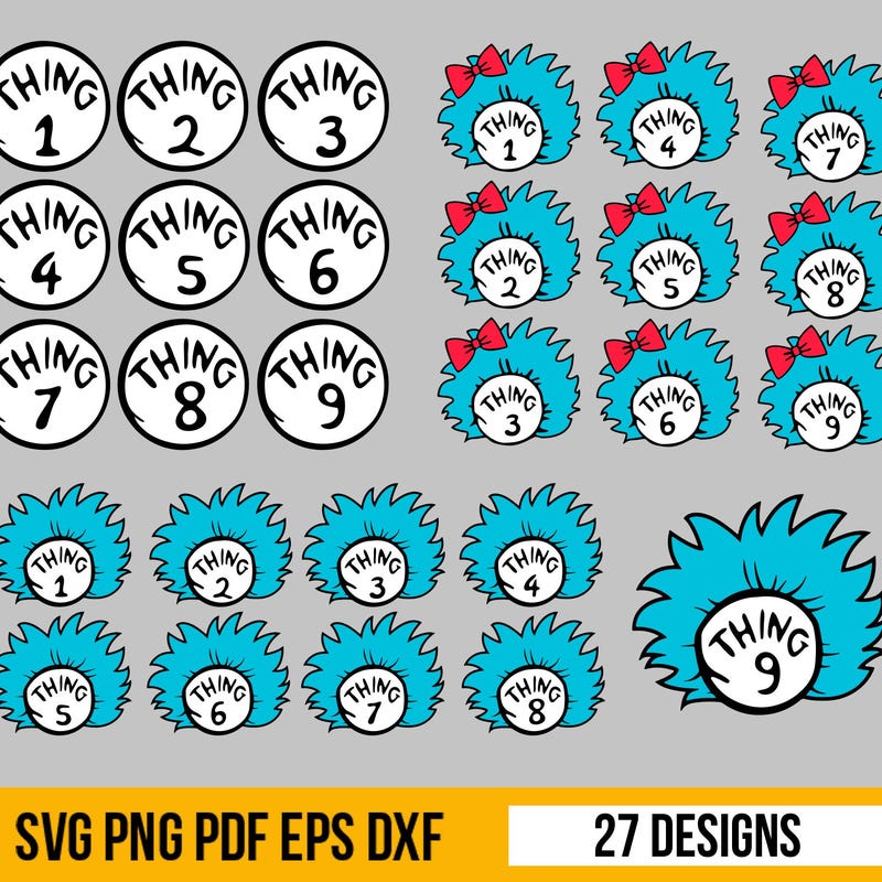 Thing 1 Thing 2 Png - Etsy