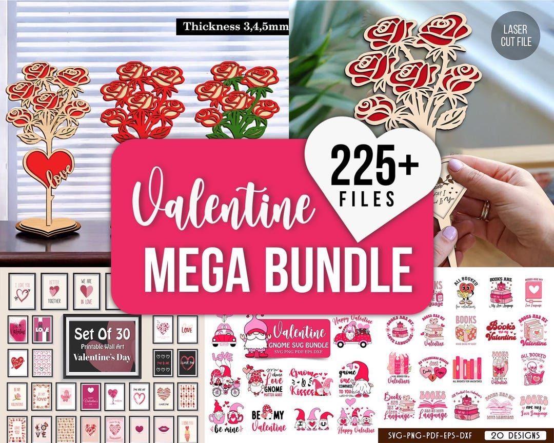 225+ Super Huge Valentines Day Mega Bundle, Valentine's Day Laser Cut ...