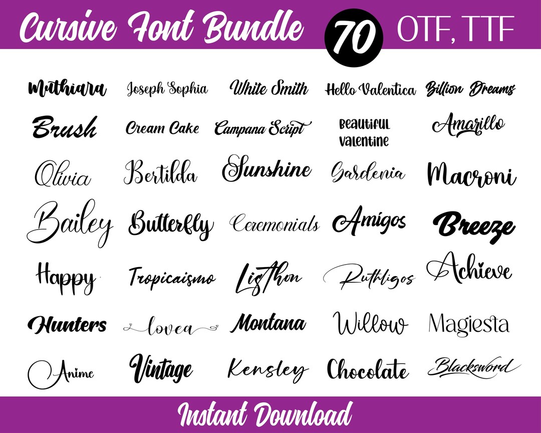 The Ultimate 70 Fonts Bundle, Cricut Writing Fonts, Script Fonts ...