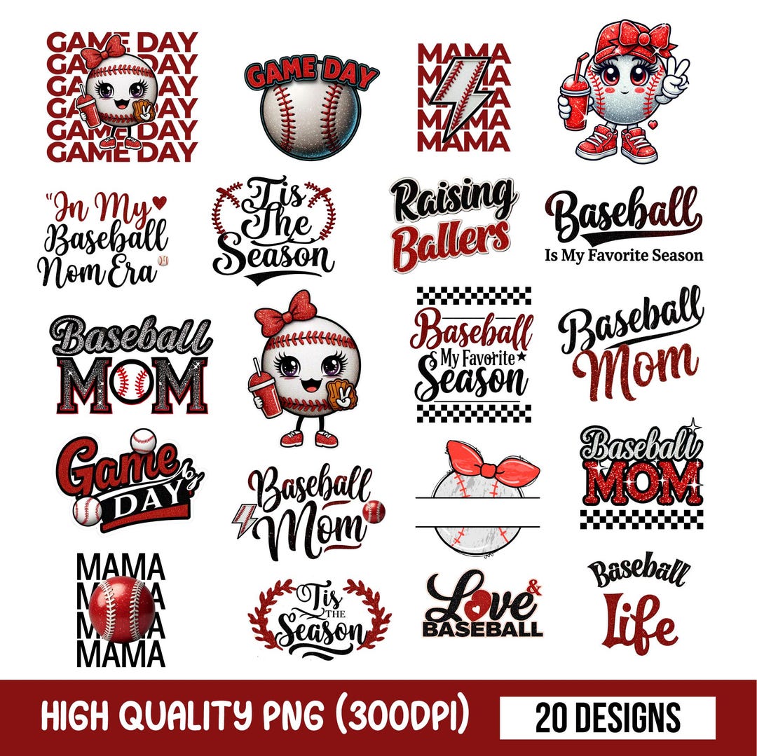 Glitter Baseball PNG Bundle: Retro Team Designs (digital Download) - Etsy
