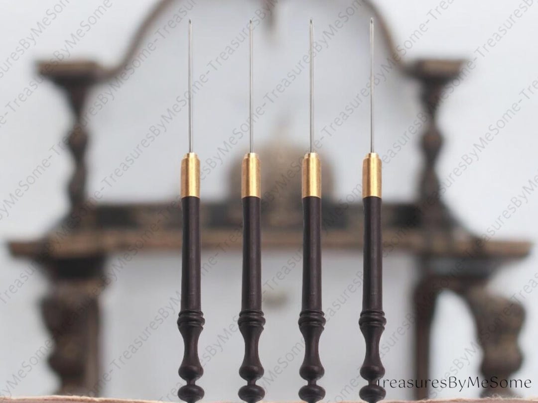 Embroidery Crochet Hooks Needle, Wooden Handle Beading Hooks for Sewing ...