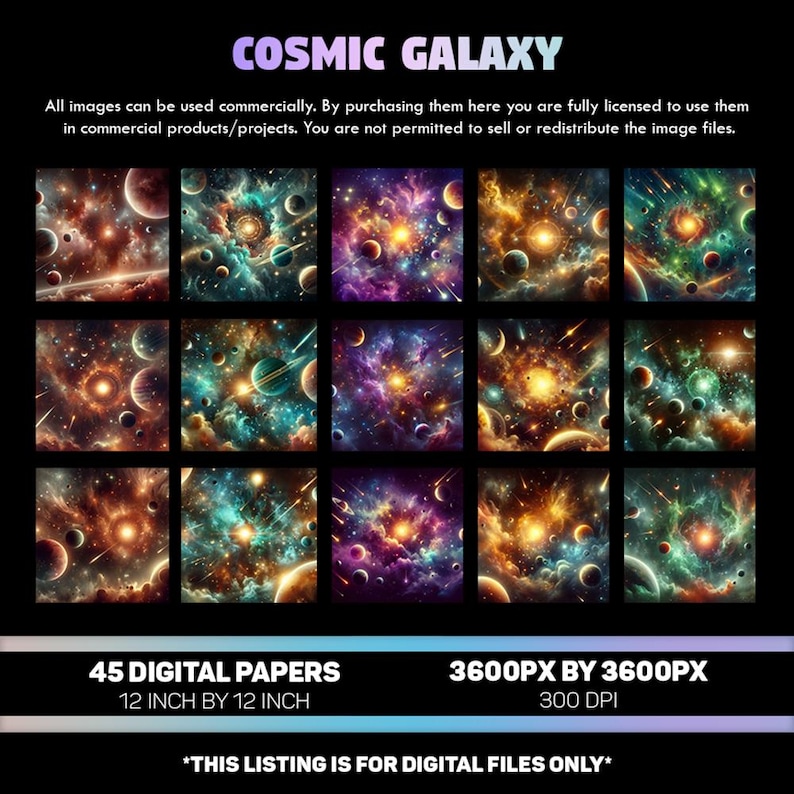 Cosmic Galaxy Digital Papers | Instant Download | Space Digital Paper ...
