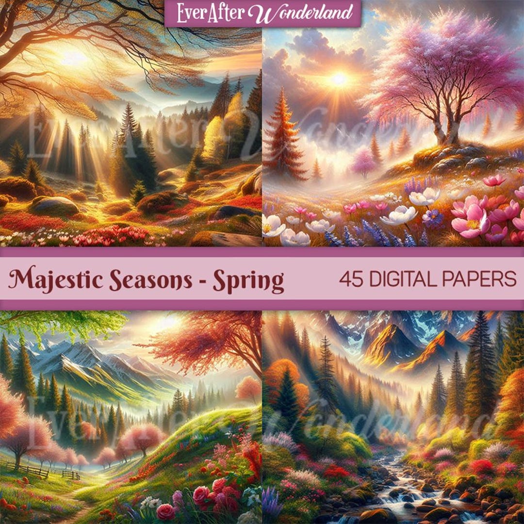 Majestic Seasons - Spring Digital Papers | Instant Download ...