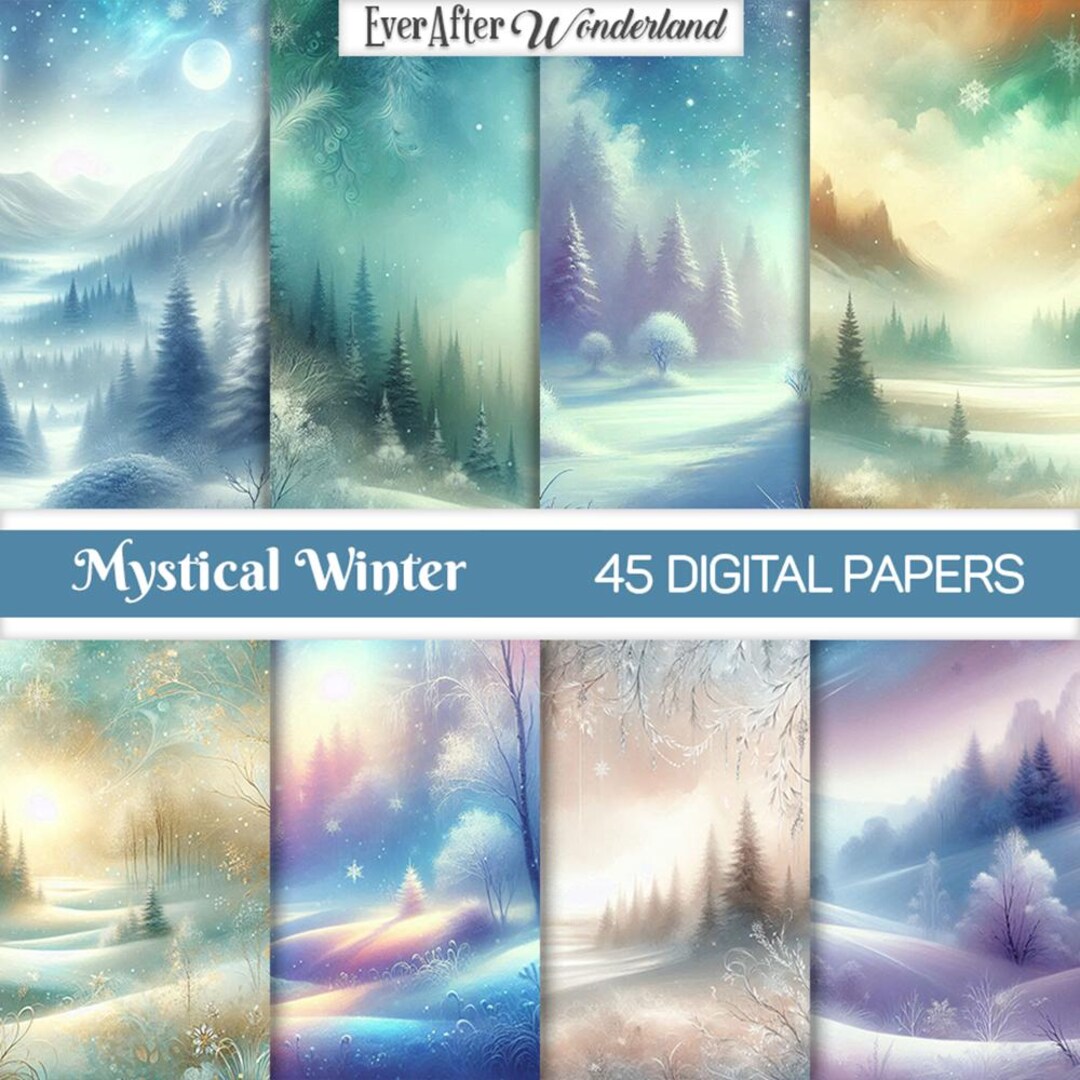 Mystical Winter Digital Paper Pack | Snowy Forest Scenes (12" X 12") - Etsy