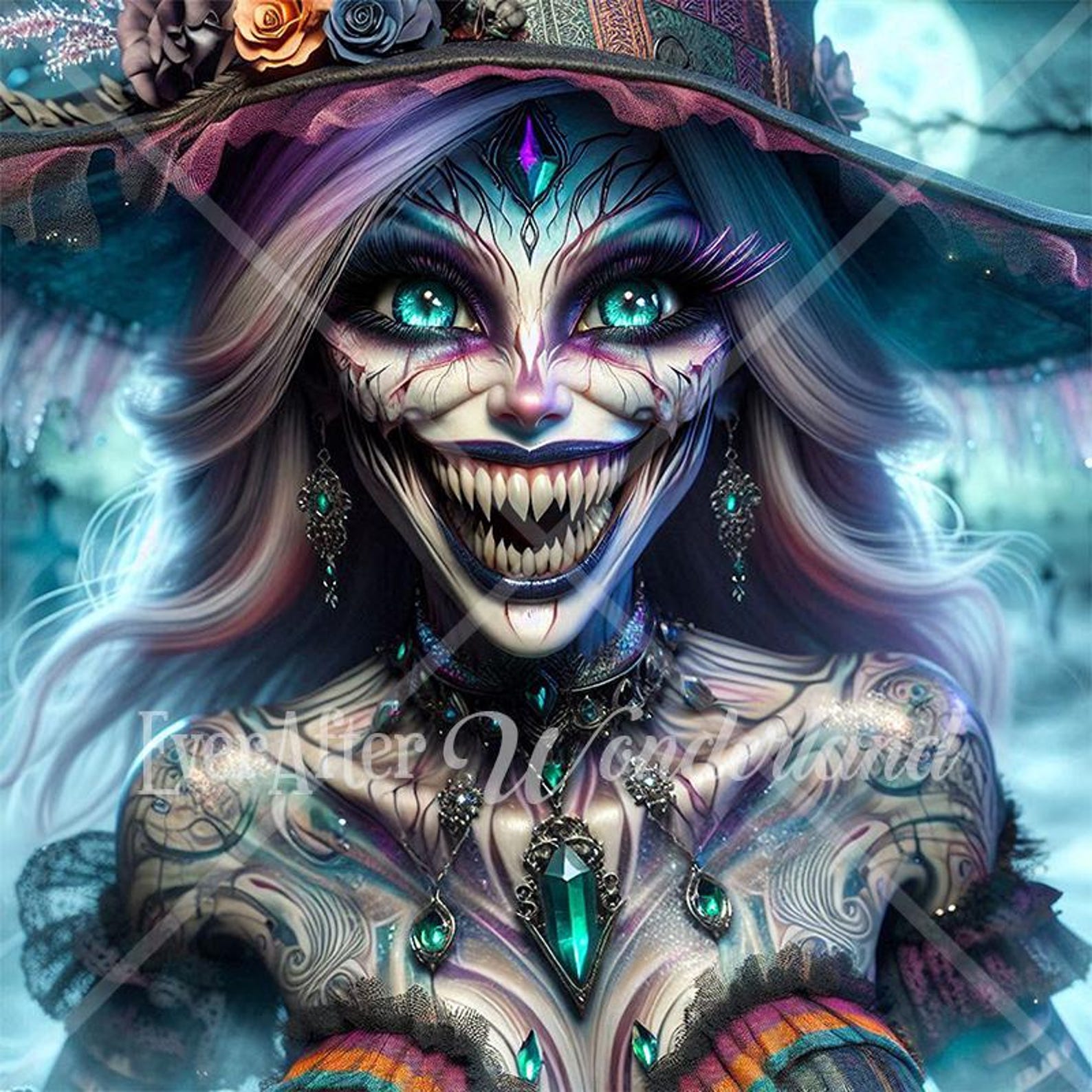 Crazy Witch Art Digital Download, Halloween Printable, Wall Art, Mystic Digital Artwork ...