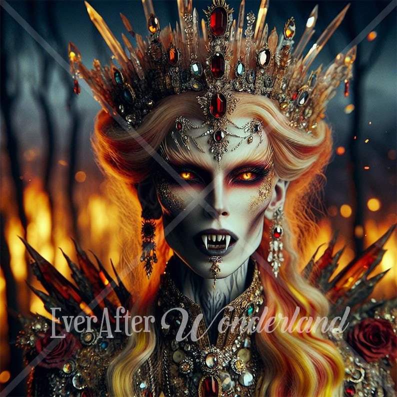 Vampire Queen Digital Artwork, JPG, Fantasy Print Download, Creepy Wall ...