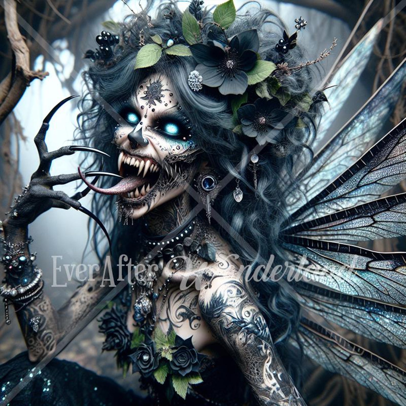 Demonic Fairy Digital Artwork JPG, Fantasy Print Download, Creepy Wall ...