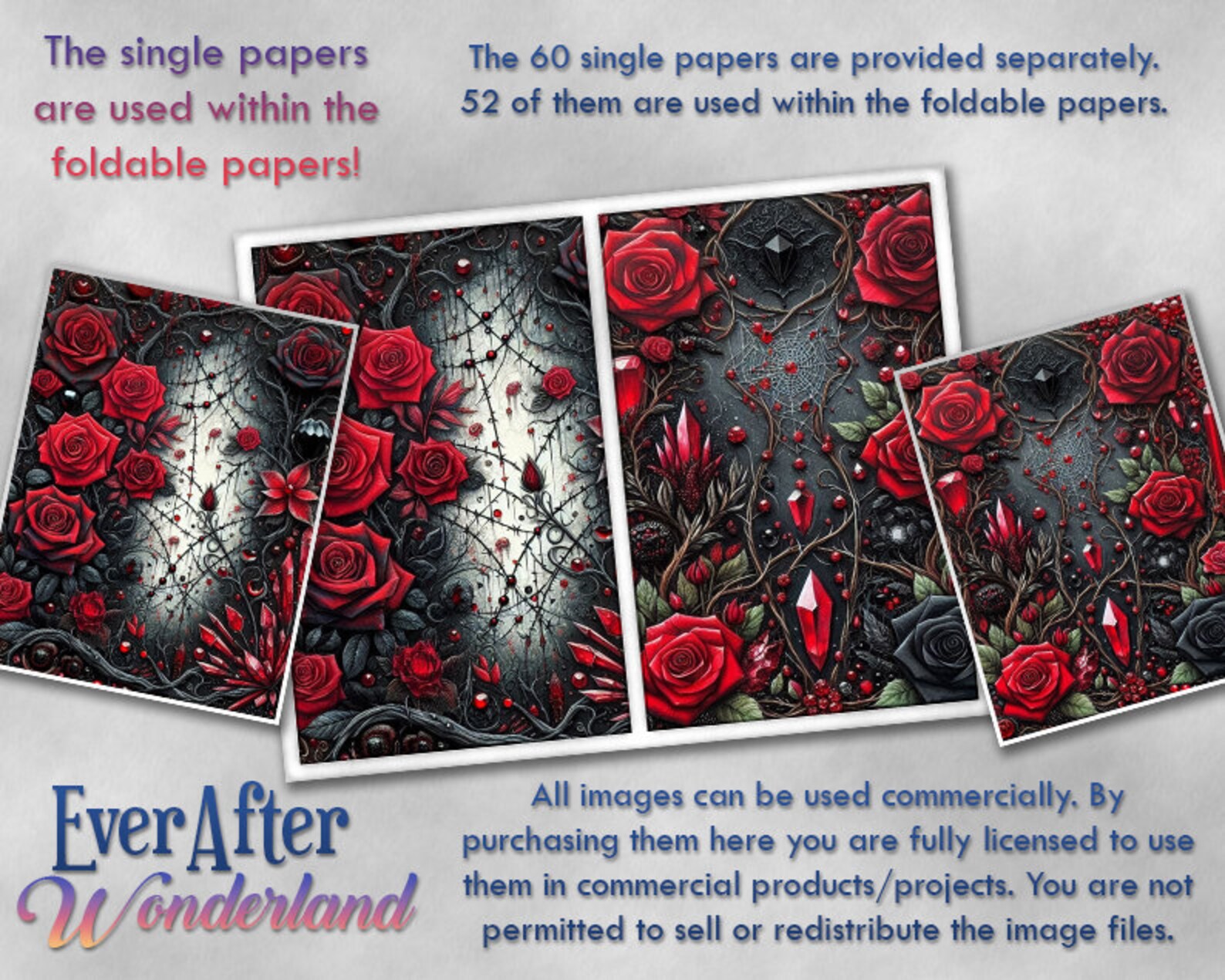 Gothic Rose Digital Papers for Junk Journals, Junk Journal Kit, Junk ...
