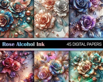 Rose Alcohol Ink Digital Papers | Instant Download | Wall Decor ...