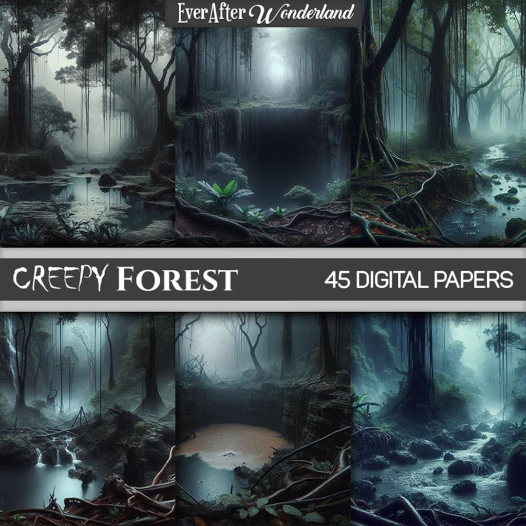 Creepy Forest Digital Paper Set | Spooky Dark Landscape (instant Download) - Etsy