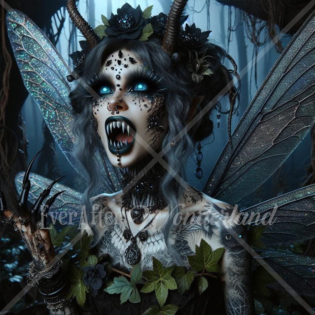 Demonic Fairy Print, Creepy Fantasy Illustration (JPG Digital Download ...