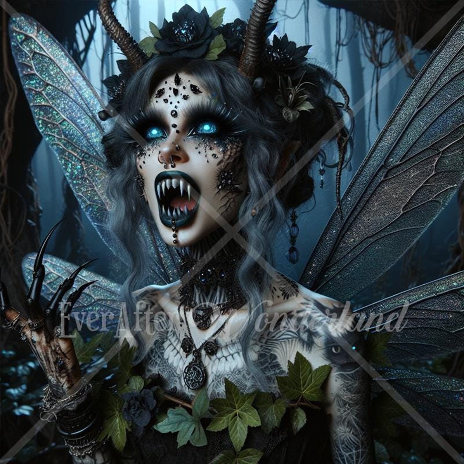 Demonic Fairy Digital Download 2, Fantasy Print, Creepy Wall Decor ...
