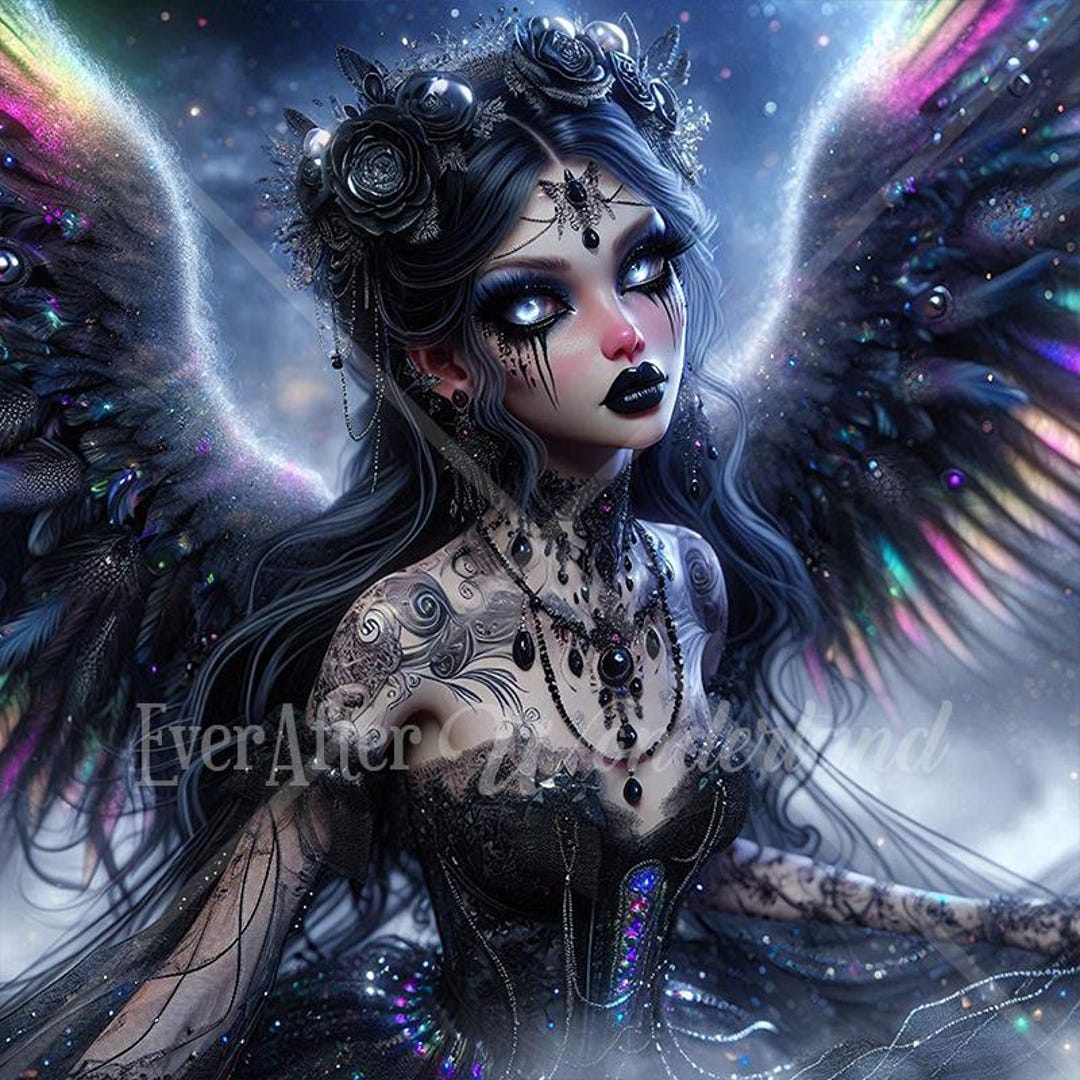 Gothic Angel Zephyra Digital Download, Fantasy Art Print, Commercial ...