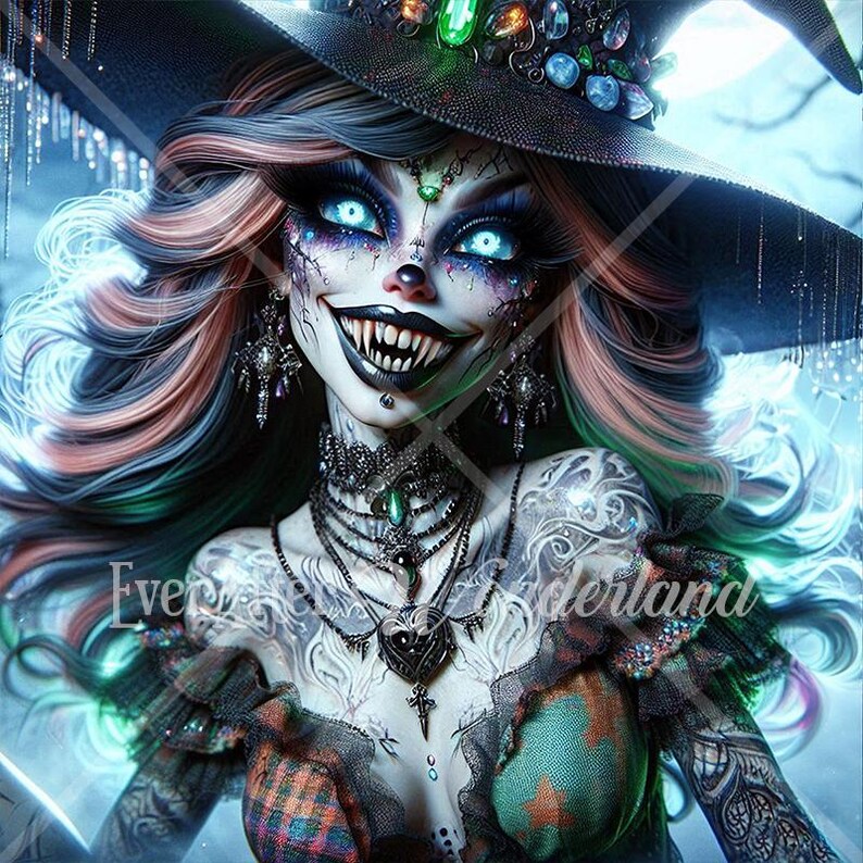 Crazy Witch Art Digital Download, Halloween Printable, Wall Art, Mystic Digital Artwork ...