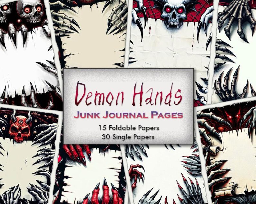 Demon Hands Junk Journal Digital Papers, Scrapbooking, Craft Supplies ...