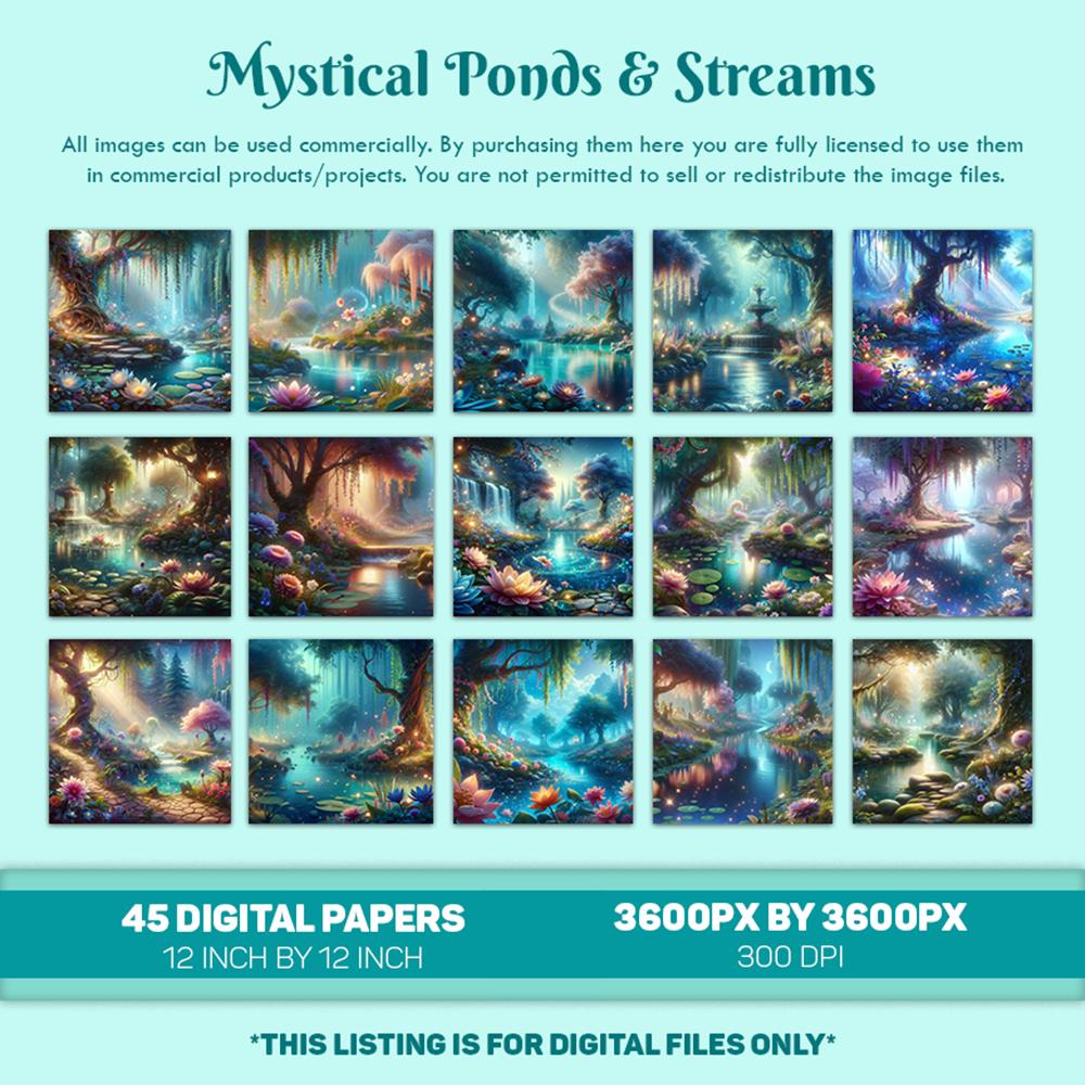 Mystical Ponds & Streams Digital Paper Pack | Scrapbooking (instant ...