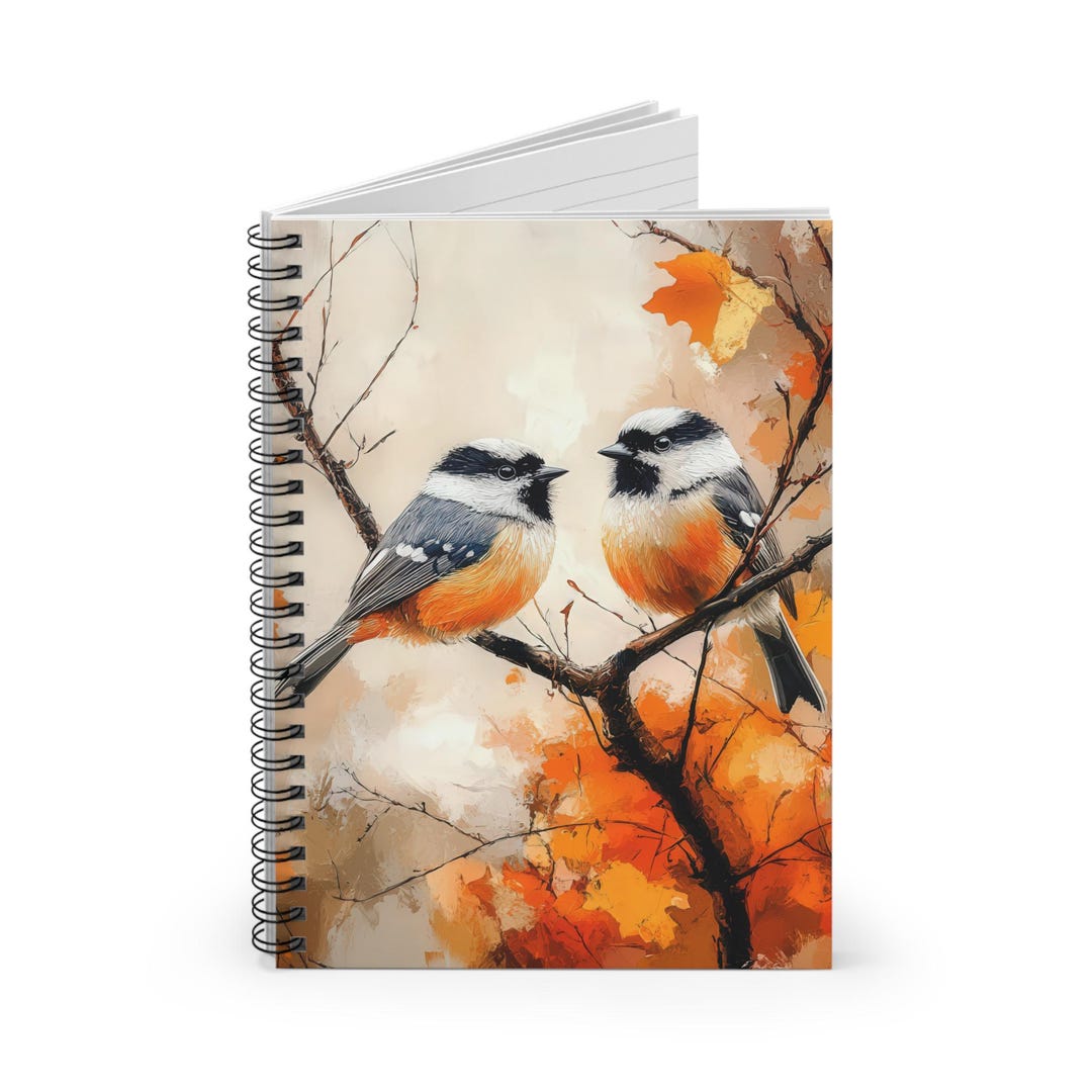 Spiral Notebook - Chickadee Birds in the Fall - Ruled Line, Back to ...