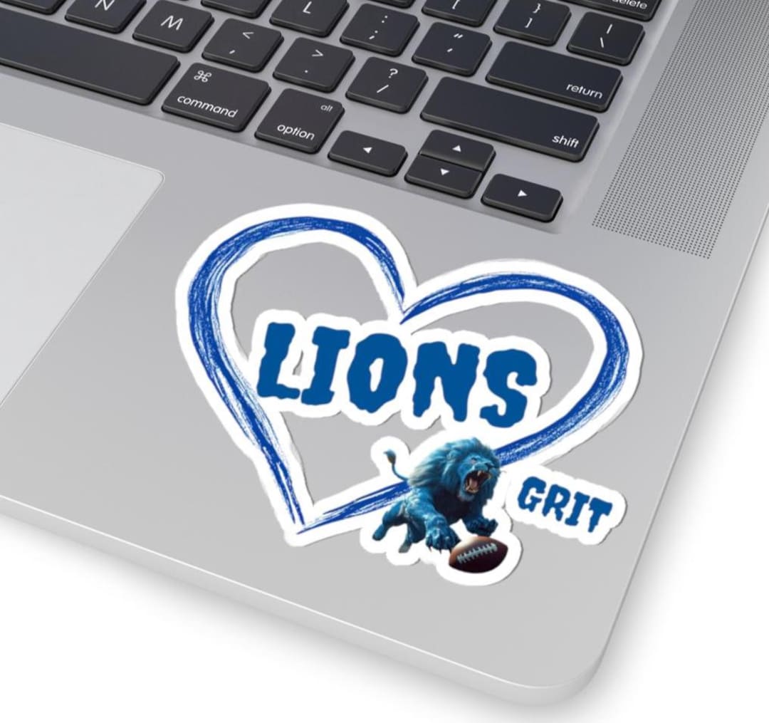 Detroit Lions Grit Heart Kiss-cut Sticker | Detroit Football Team Décor ...