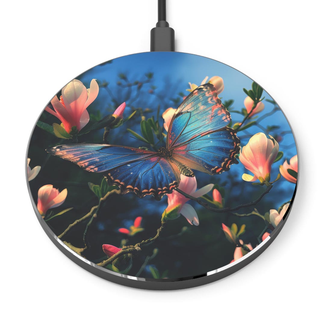 Butterfly on Magnolia Wireless Charger: Nature Lover Tech Gift - Etsy