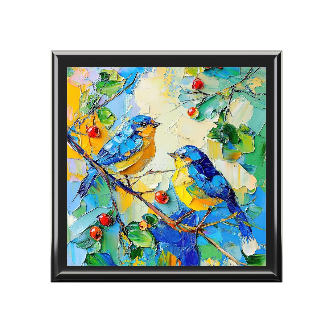 Bluebird Love Jewelry Box: 6"x6" Keepsake in 3 Finishes | Colorful ...