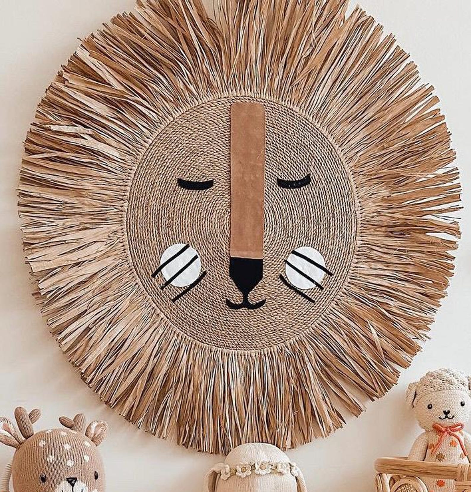 Lion Raffia Wall Art |lion Face Wall Hanging |safari Nursery Wall Decor ...