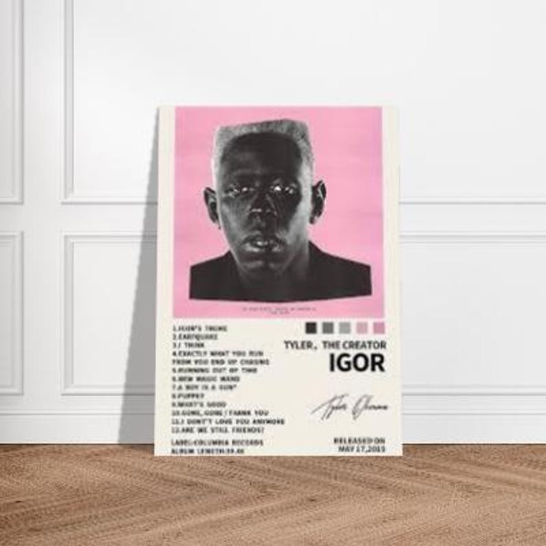 Tyler the Creator igor Studio Album Cover Art With Songs Listed Poster ...