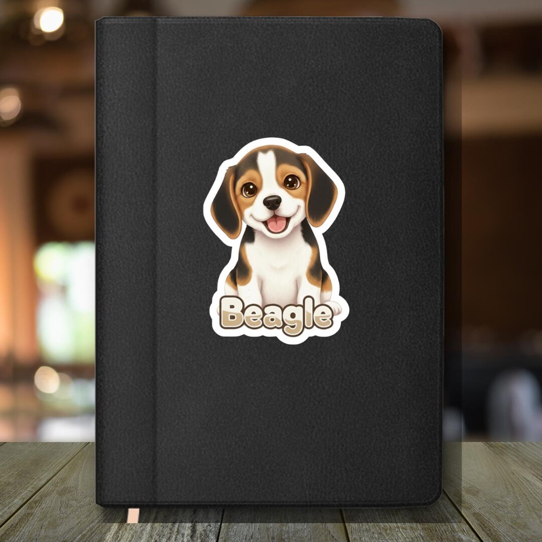 Beagle Dog Puppy Cute Vinyl Decal Sticker, Water Bottle Sticker, Laptop ...