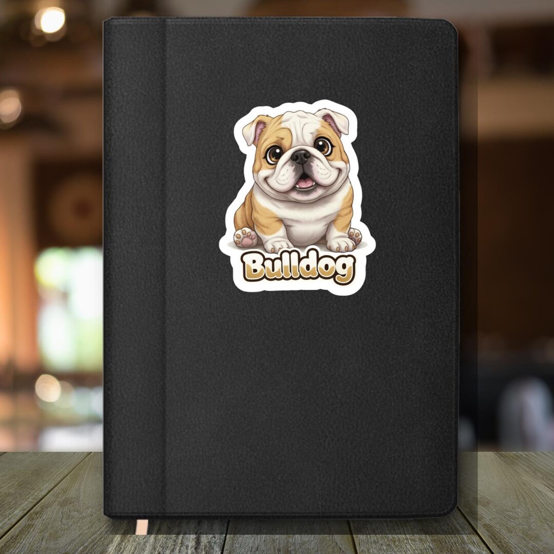 Bulldog Dog Puppy Cute Vinyl Decal Sticker, Water Bottle Sticker ...