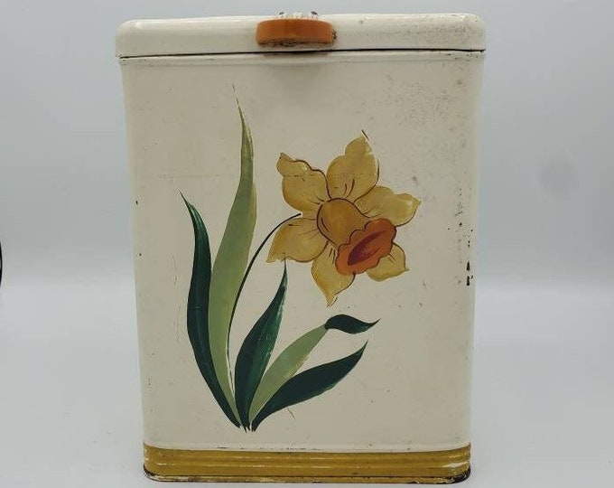 Vintage, 1930s, Kreamer Metal Canister / Storage Box With Hinged Lid ...