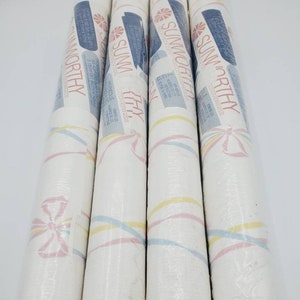 4 Sealed Double Rolls of Vintage, 1980s, Sunworthy Prepasted Wallpaper ...