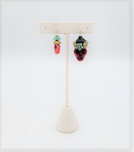 Colorful, Unique Day of the Dead Earrings With Sugar Skulls, Glass ...