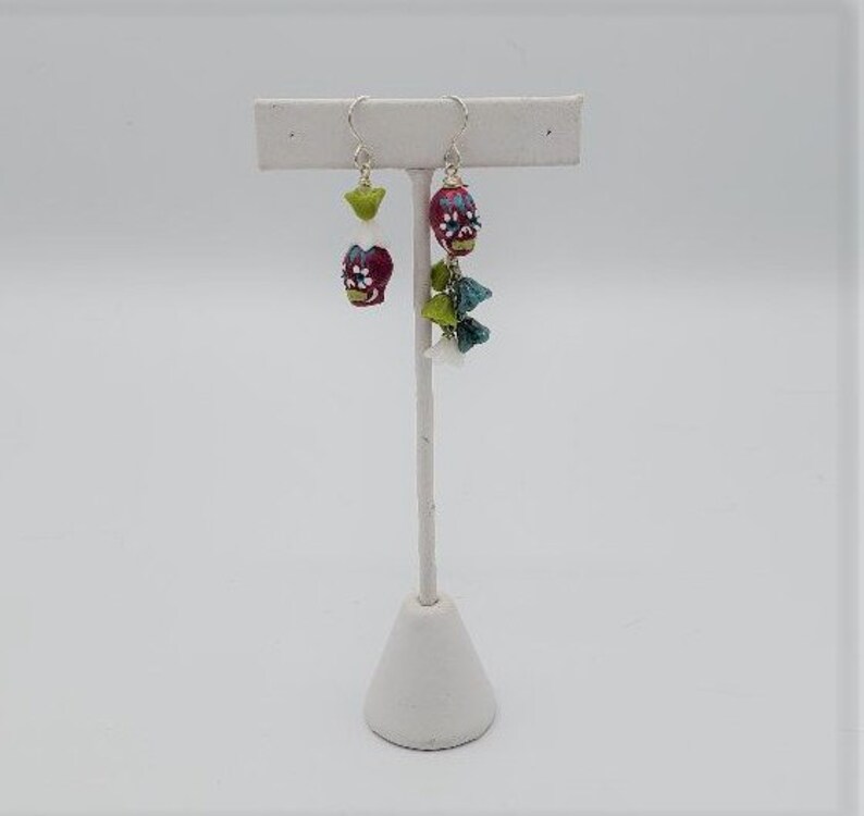 Colorful, Unique Day of the Dead Earrings With Sugar Skulls, Glass ...