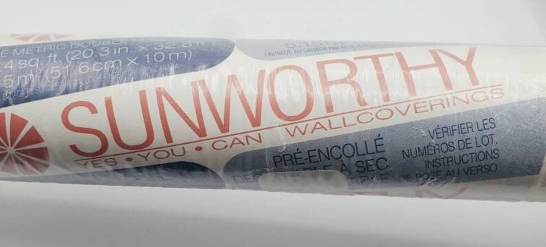 4 Sealed Double Rolls of Vintage, 1980s, Sunworthy Prepasted Wallpaper ...