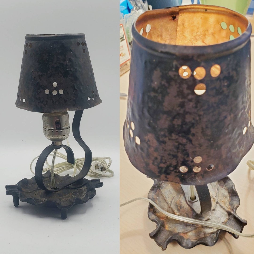 Unique, Vintage, Walther 1270 Cast Iron & Copper Accent Lamp With ...