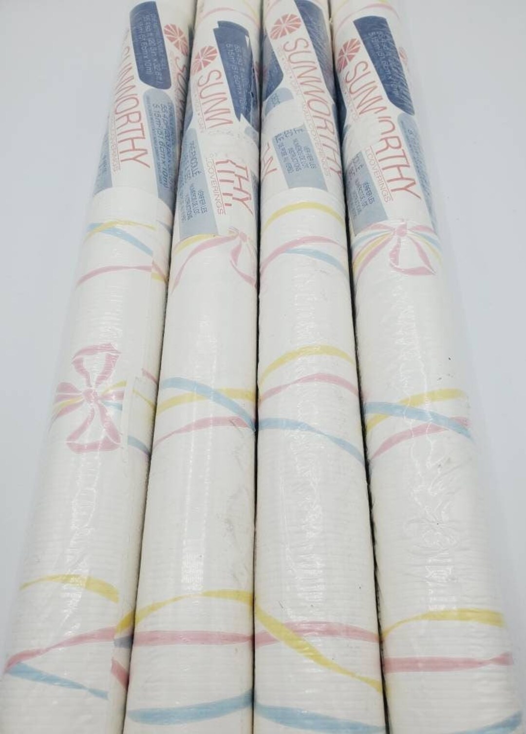 4 Sealed Double Rolls of Vintage, 1980s, Sunworthy Prepasted Wallpaper ...