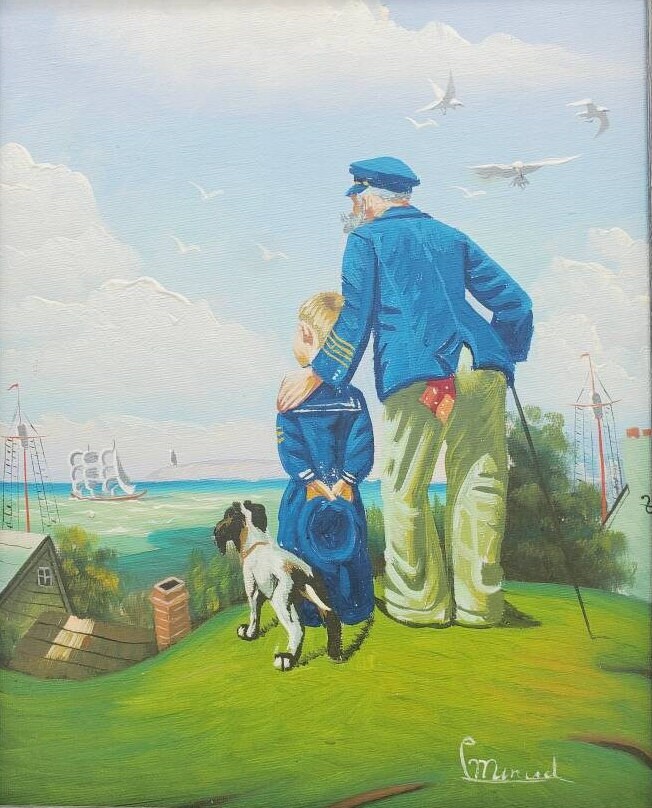 Vintage MINT C Manuel Oil Painting Signed Old Sailor Boy - Etsy