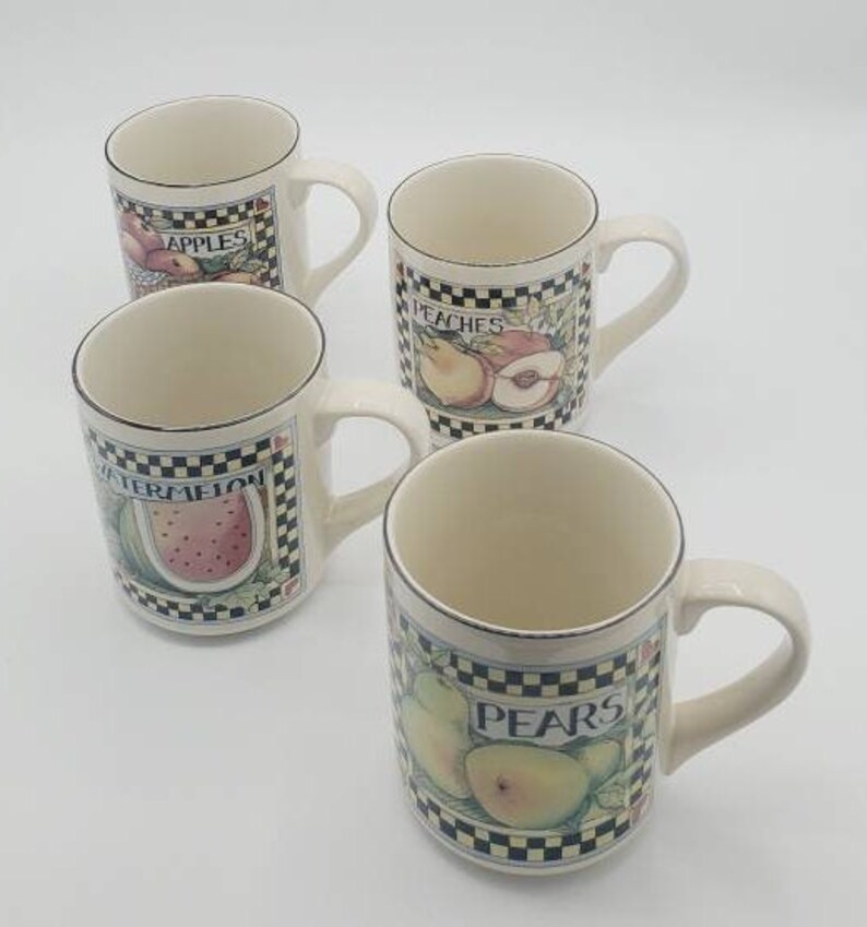 Vintage, 1980s, Susan Winget Checkerboard Farms 4 Piece Fruit Canister ...