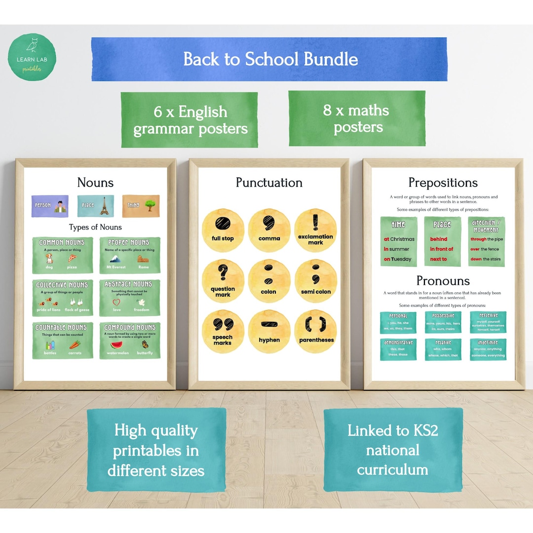 Primary Maths & English Bundle | 14 Educational Posters | Homeschool or ...
