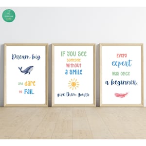 Set of 8 Inspirational Posters for Kids | Printable Educational Wall ...