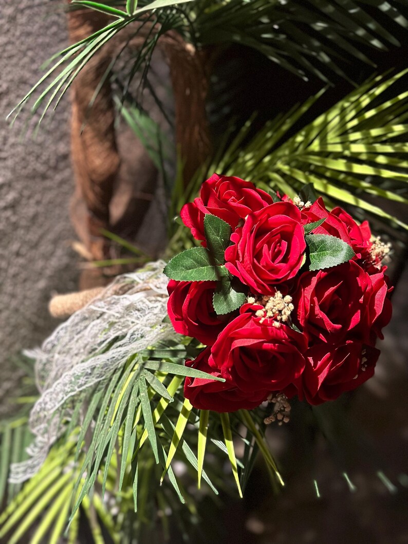 Red Velvet Rose Bridal Bouquet, Dark Red Bridal Bouquet, Chic Bridal ...