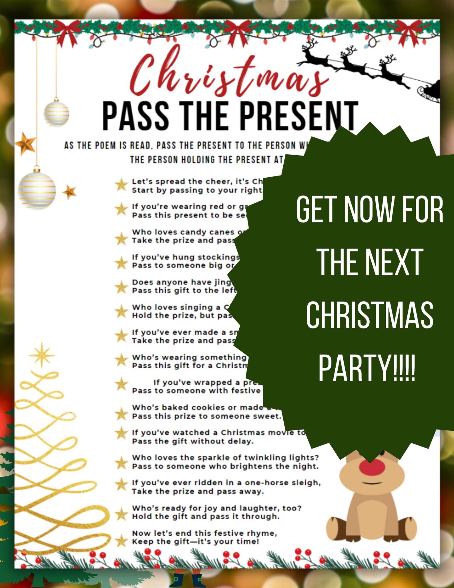 Christmas Pass the Present Game - Holiday Party Printable for Families ...