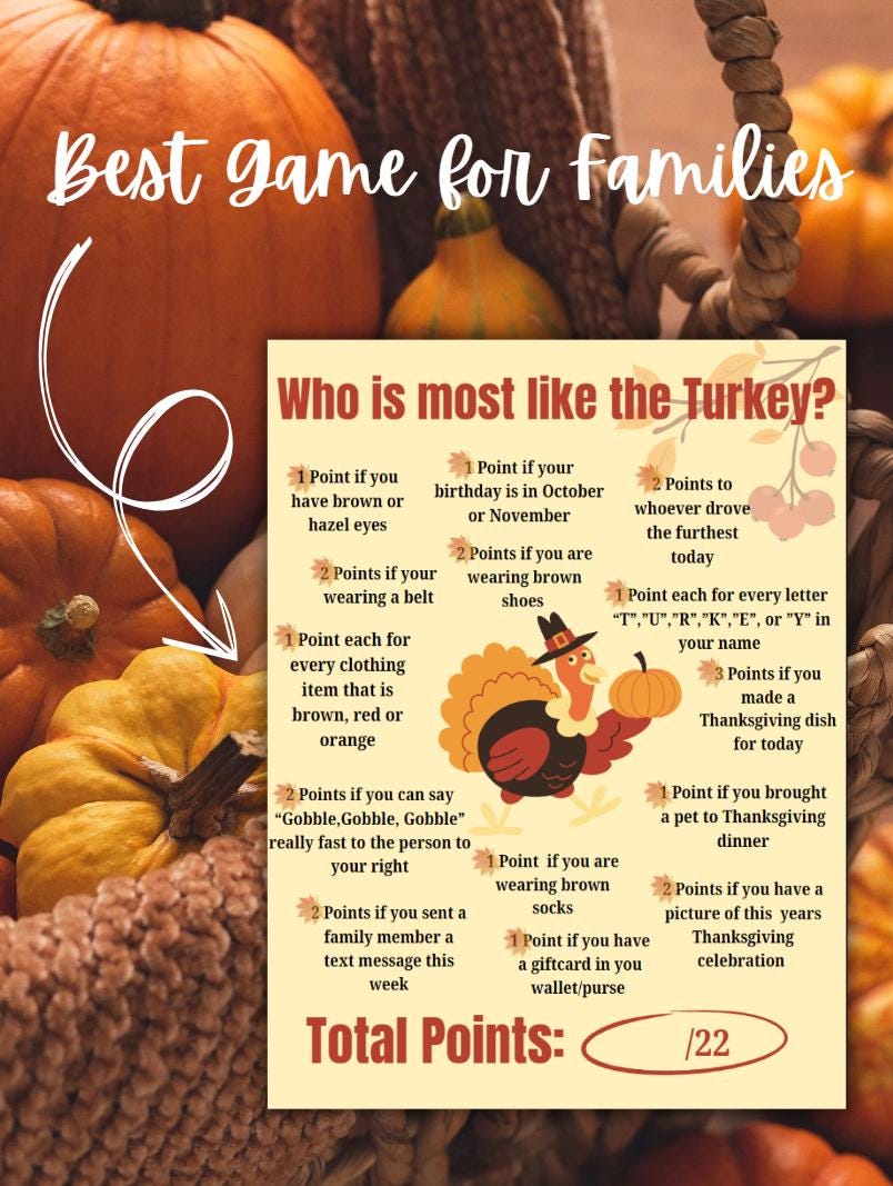 Who is Most Like the Turkey? | Thanksgiving Family Game | Digital ...